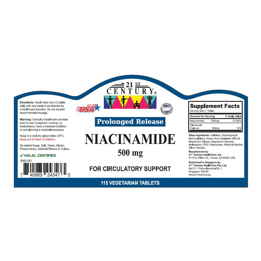 *NEW* 21st Century Niacinamide 500mg PR 115 tablets