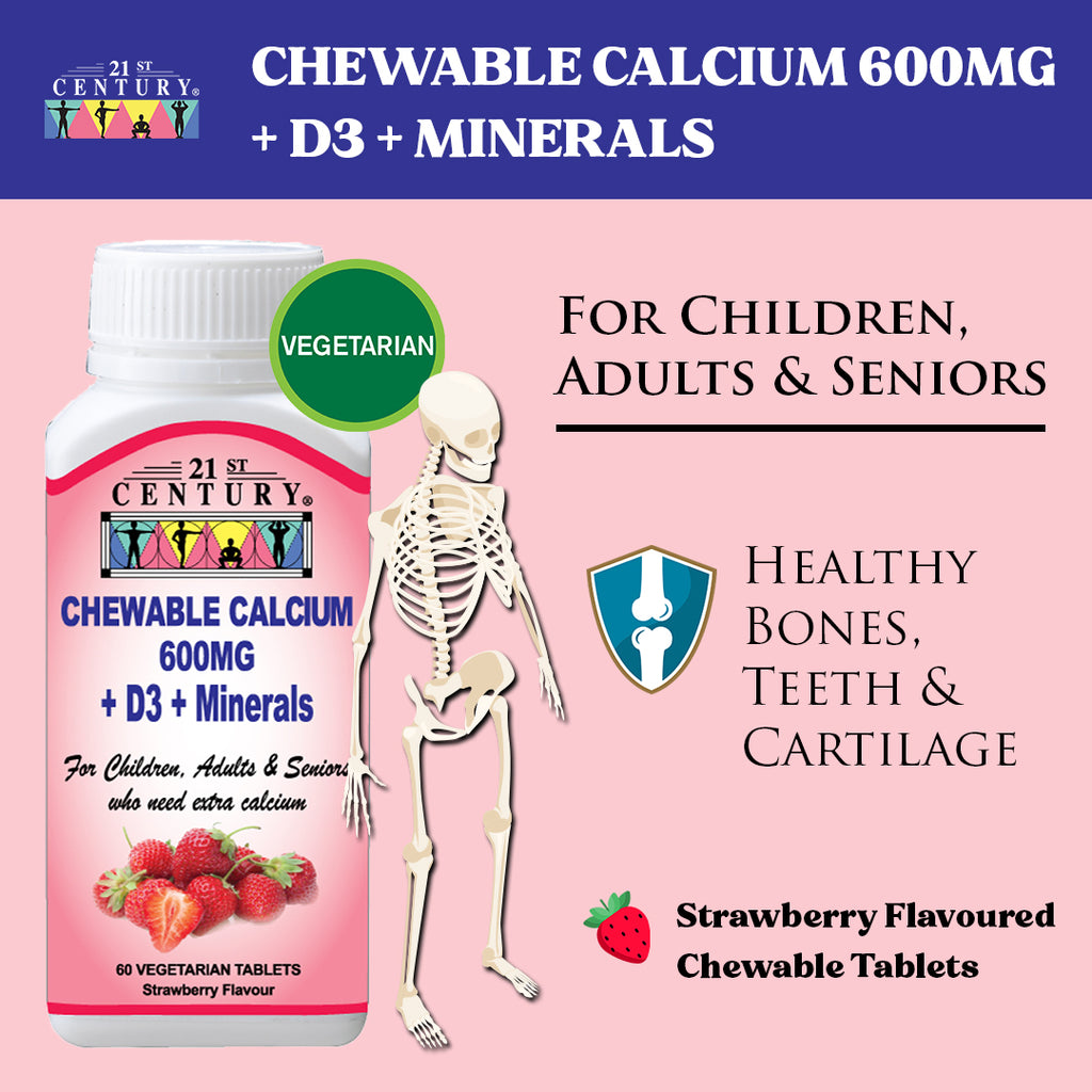 Chewable Calcium 600mg + D3 + Minerals 60's