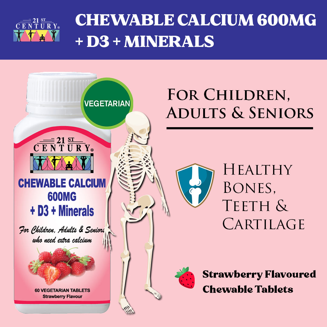 Chewable Calcium 600mg + D3 + Minerals 60's