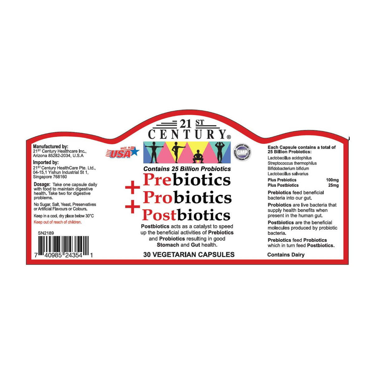 Prebiotics + Probiotics + Postbiotics (3-in-1 formula for Gut Health,